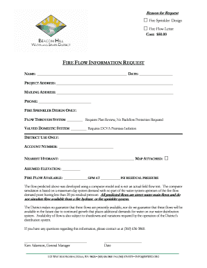 Fillable Online bhwsd Reason for Request FIRE FLOW INFORMATION REQUEST ...