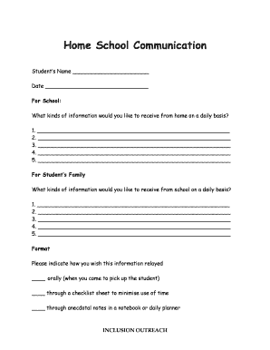 Fillable Online Home School Communication Fax Email Print - pdfFiller