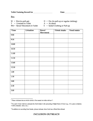 Fillable Online Toilet Training Data Collection Fax Email Print - pdfFiller