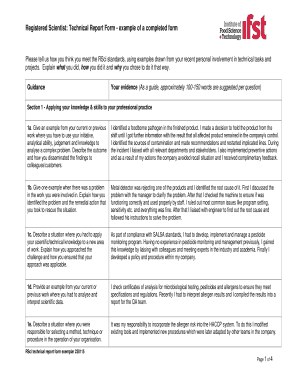 Fillable Online Registered Scientist: Technical Report Form - example ...