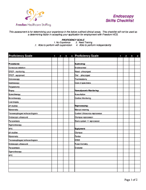 Fillable Online Endoscopy Skills Checklist - Freedom Healthcare ...