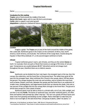 Fillable Online Tropical Rainforests - Cloudfront.net Fax Email Print ...