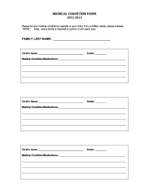 Medical Condition Form - Fill Online, Printable, Fillable, Blank ...