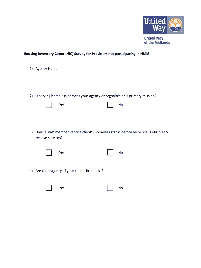 Fillable Online schomeless Housing Inventory Count (HIC) Survey for ...