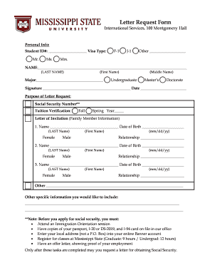 Fillable Online international msstate Letter Request Form - Mississippi State University Fax ...
