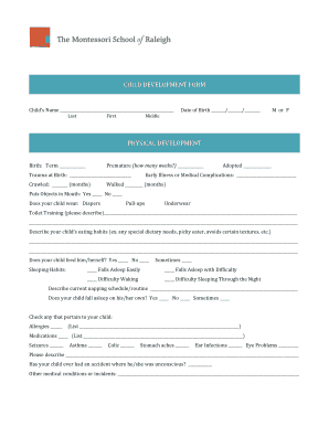 Fillable Online msr Copy of Child Development Form - The Montessori ...