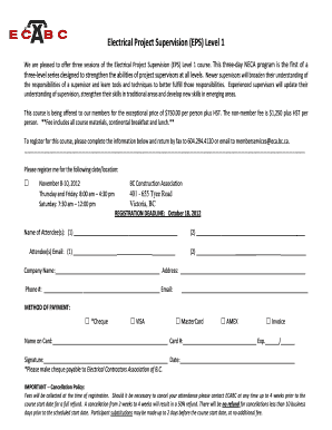 Fillable Online Electrical Project Supervision (EPS) Level 1 ...