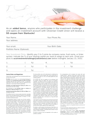 Fillable Online UCU Investment Challenge 2! - Ukrainian Credit Union ...