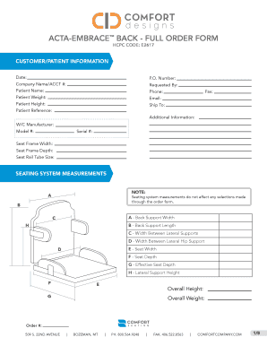 Fillable Online ACTA-EMBRACE BACK - FULL ORDER FORM Fax Email Print ...