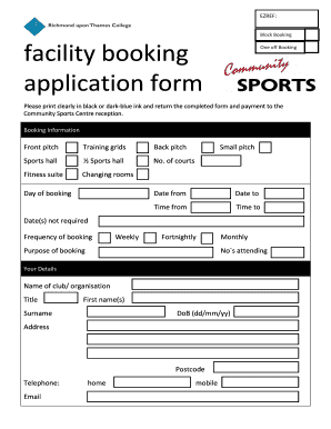 Fillable Online Block Booking facility booking application form Fax ...
