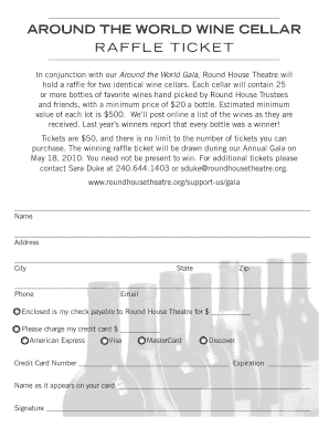 Fillable Online Around the world wine cellar raffle ticket - Round ...