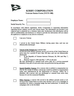 Fillable Online Veteran Status Form VETS 100 - Marine Systems Inc Fax ...