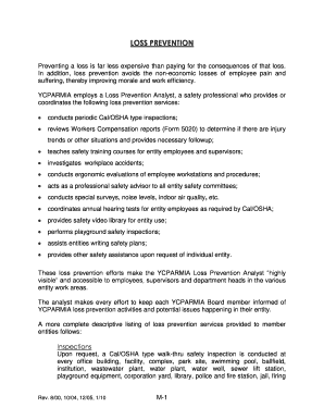 Fillable Online Preventing a loss is far less expensive than paying for ...