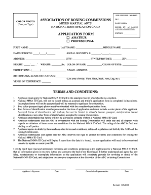 Fillable Online MMA National ID Application - Arizona Boxing and MMA ...