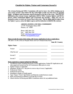 Fillable Online All Amateur MMA Forms - Arizona Boxing and MMA ...