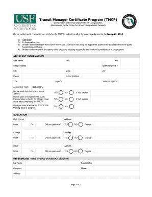 Fillable Online tmaarc Transit Manager Certificate Program (TMCP) Fax ...
