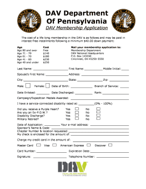 Fillable Online davpa DAV Department Of Pennsylvania DAV Membership ...