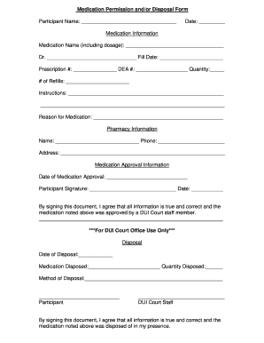 Fillable Online Medication Permission and Disposal Form Fax Email Print ...