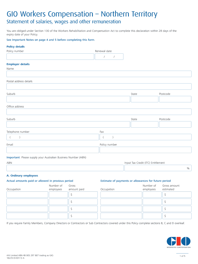 Fillable Online Statement of salaries wages and other remuneration Fax ...