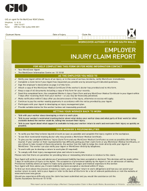 Fillable Online Employer injury claim report - GIO Fax Email Print ...