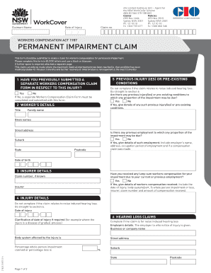 Fillable Online Permanent Impairment Claim Form - GIO Fax Email Print ...