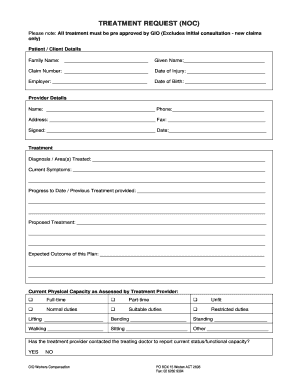 Fillable Online Treatment Request Template221208docx Fax Email Print ...
