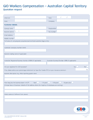 Fillable Online Quotation request - GIO Insurance Fax Email Print ...