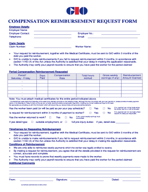 Fillable Online COMPENSATION REIMBURSEMENT REQUEST FORM Fax Email Print ...