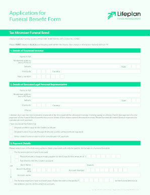 Fillable Online BApplicationb for Funeral Benefit bFormb - Lifeplan Fax ...