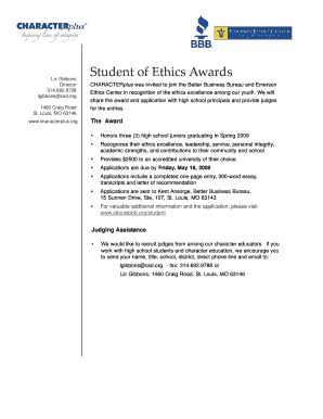 Fillable Online characterplus Student of Ethics flyer Student of Ethics ...
