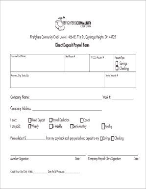 Fillable Online Direct Deposit Payroll Form - Firefighters Community ...