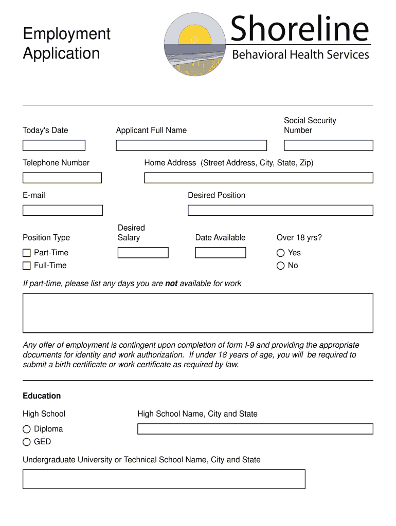 Fillable Online Employment Application - Conway SC Changing lives Fax ...