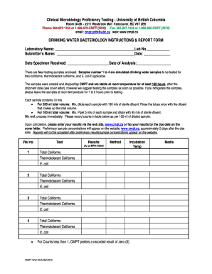 Fillable Online cmpt Water Report Form - Drinking Water - cmpt Fax ...