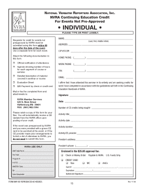 Fillable Online nvra Individual CE Application bformb - NVRA - nvra Fax ...