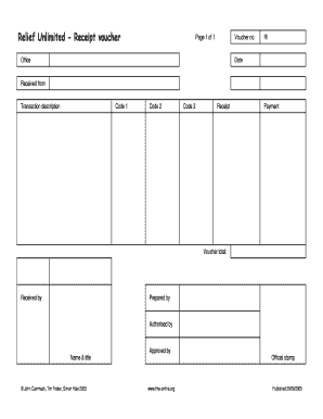 Fillable Online cosv Relief Unlimited Receipt voucher - cosv Fax Email ...