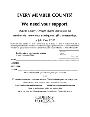 Fillable Online EVERY MEMBER COUNTS We need your support Fax Email ...