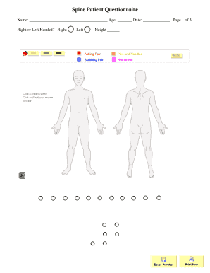 Fillable Online Spine Patient Questionnaire - Jeffrey A. Goldstein, MD ...