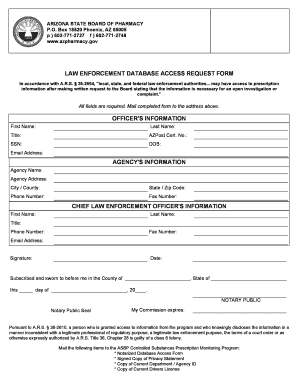 Fillable Online LAW ENFORCEMENT DATABASE ACCESS REQUEST FORM - bAZb Fax ...
