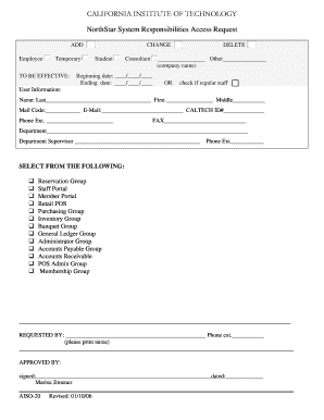 Fillable Online forms caltech NorthStar System Responsibilities Access Request - Caltech Forms ...