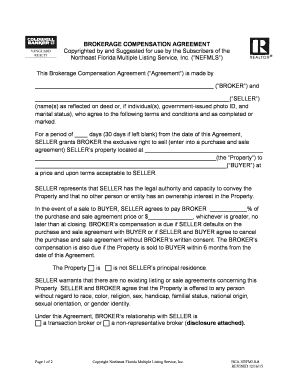 Fillable Online BROKERAGE COMPENSATION AGREEMENT Fax Email Print - pdfFiller