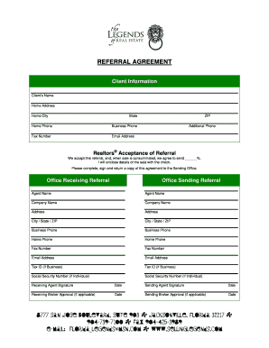 Fillable Online Realtors Acceptance of Referral - realtywebbiz Fax ...