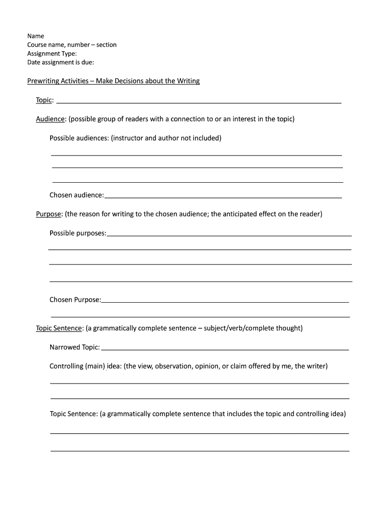 Fillable Online sjcblogs sanjac Prewriting Form_Paragraph_with lines ...