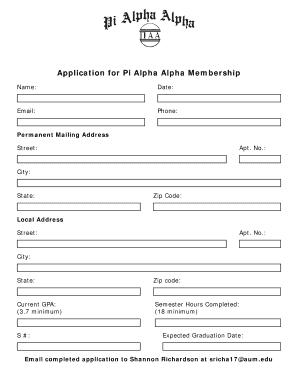 Fillable Online cppj aum Application for Pi Alpha Alpha Membership Fax Email Print - pdfFiller
