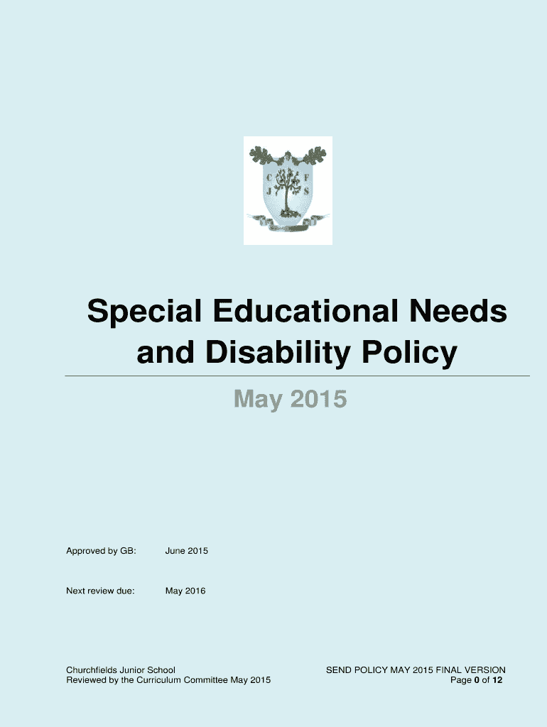 Fillable Online SEND Policy SEND Identification Form Fax Email Print ...