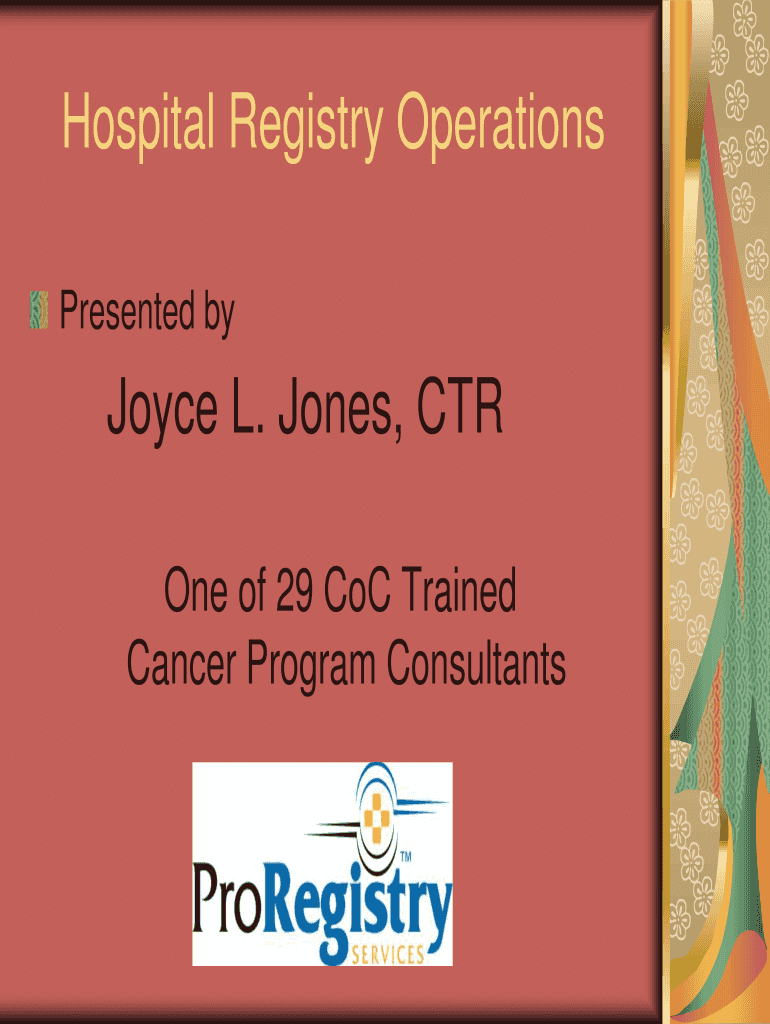 Fillable Online Hospital Registry Operations - ProRegistry Services Fax ...