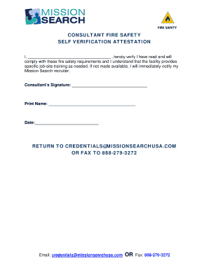 Fillable Online Consultant fire safety self verification attestation ...