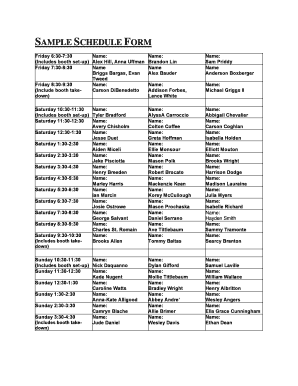 Fillable Online SAMPLE SCHEDULE FORM - Our Lady of Mercy School Fax ...