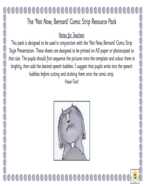 Fillable Online The Not Now, Bernard Comic Strip Resource Pack Fax ...