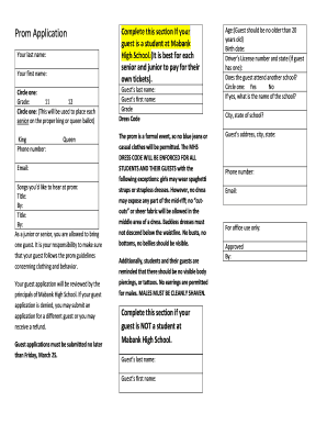 Fillable Online Prom Application Fax Email Print - pdfFiller