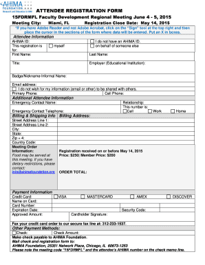 Fillable Online ahima New Meetings Reg Form Template. Registration ...